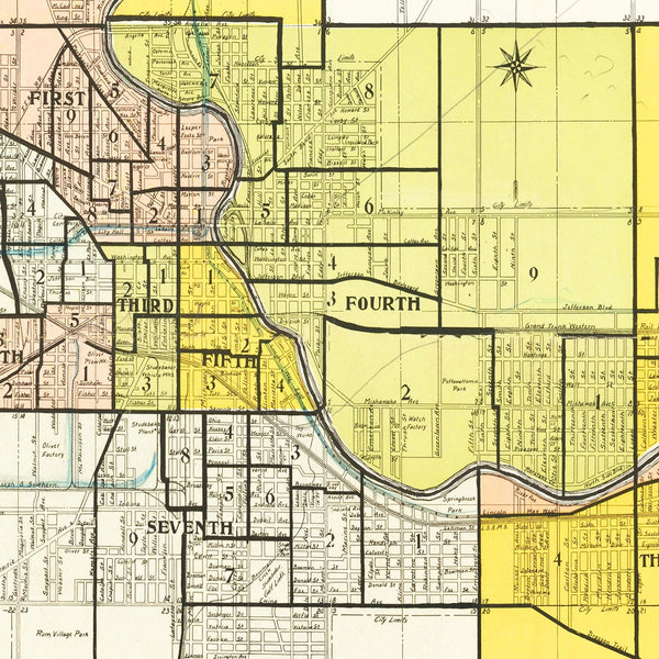 Old South Bend Indiana Maps • Wall Art Prints by Ted's Vintage Art ...