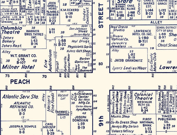 Vintage Downtown City Maps, Old City Business Section Maps by Ted's ...