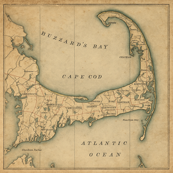 Vintage Cape Cod Maps - Old Cape Cod Map Prints for Wall Art – Teds ...