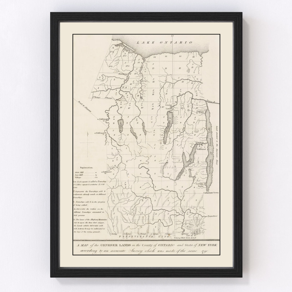 Vintage Finger Lakes Region Map 1849 by Ted's Vintage Art – Teds ...