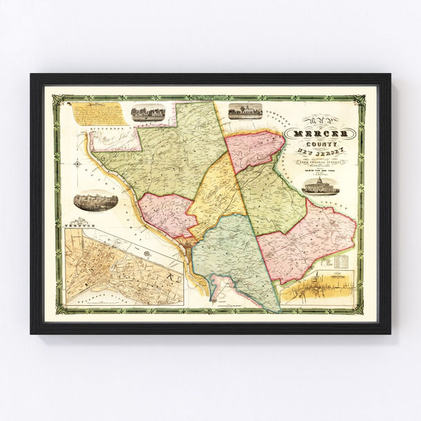 Vintage Map of Mercer County, New Jersey 1849 by Ted's Vintage Art ...