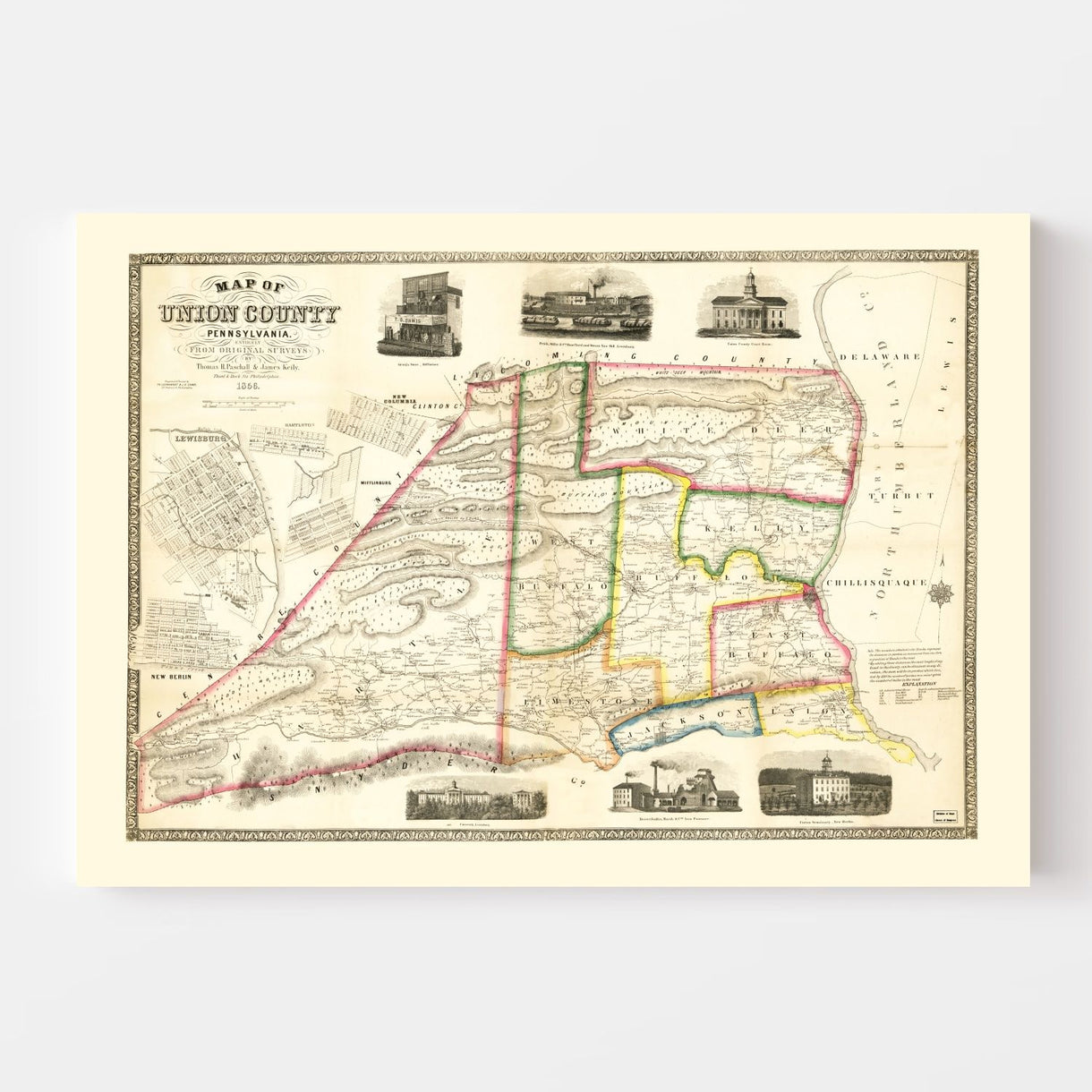 Vintage Map of Union County, Pennsylvania 1856 by Ted's Vintage Art ...