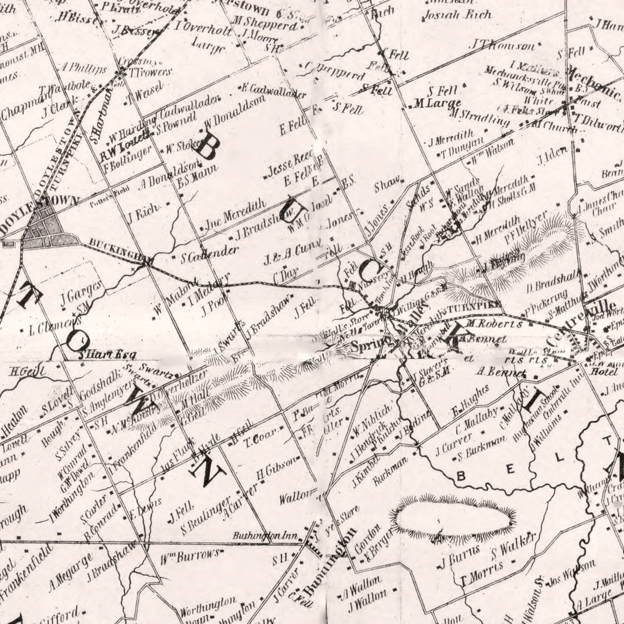 Vintage Map of Bucks County, Pennsylvania 1850 by Ted's Vintage Art ...