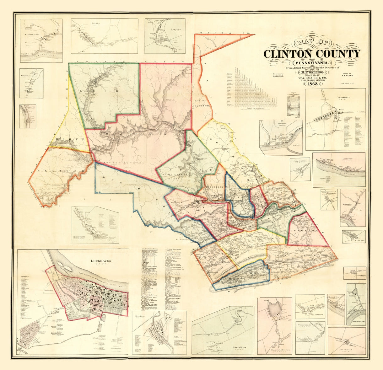 Vintage Map of Clinton County, Pennsylvania 1862 by Ted's Vintage Art ...