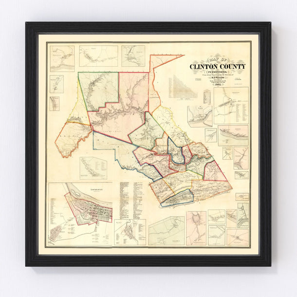 Vintage Map of Clinton County, Pennsylvania 1862 by Ted's Vintage Art ...