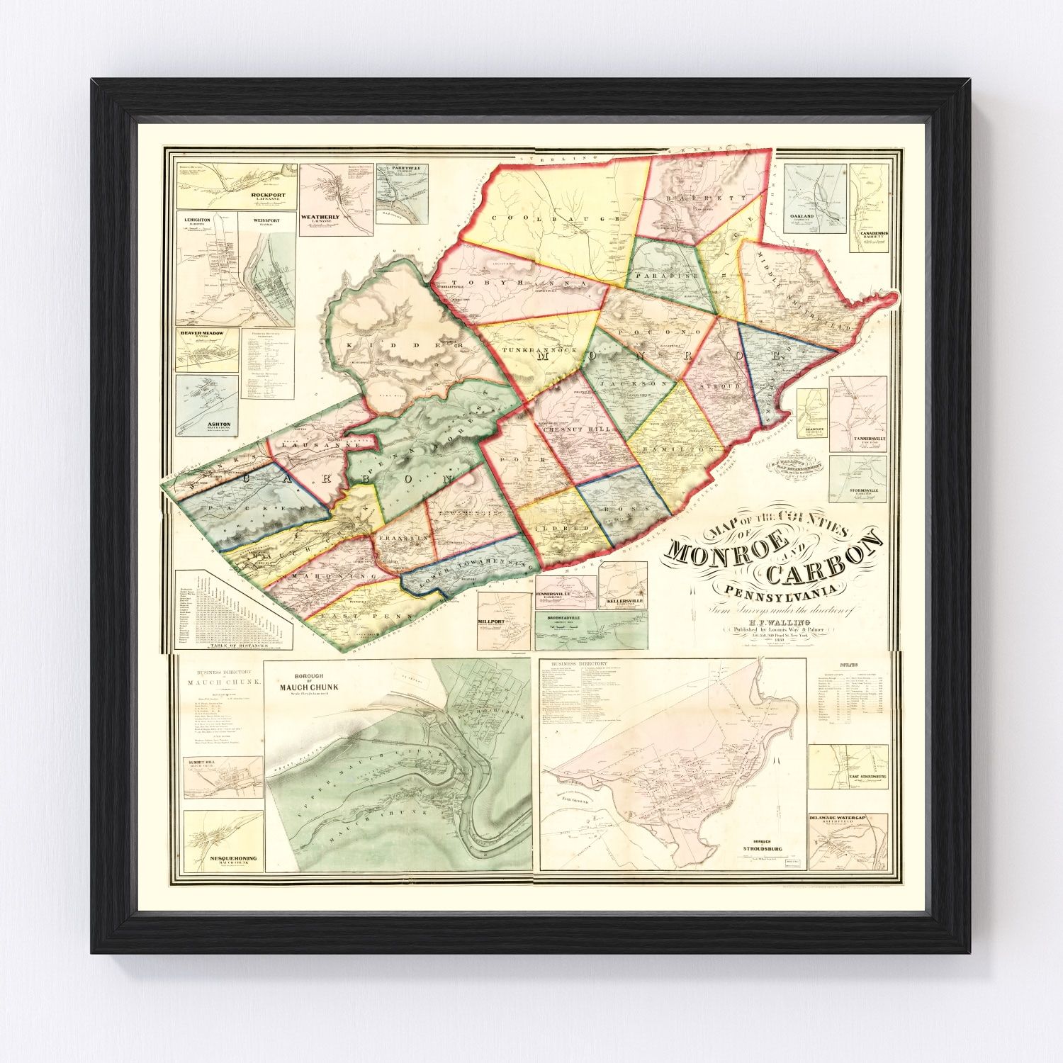 Vintage Map of Monroe County, Pennsylvania 1860 by Ted's Vintage Art ...