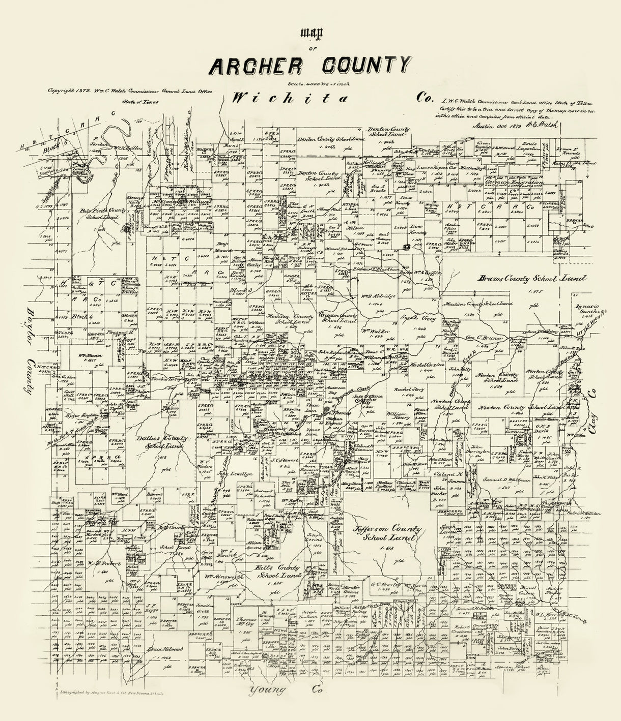 Vintage Map of Archer County, Texas 1879 by Ted's Vintage Art – Teds ...