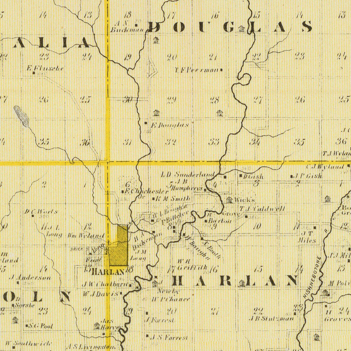 Vintage Map of Shelby County, Iowa 1875 by Ted's Vintage Art – Teds ...