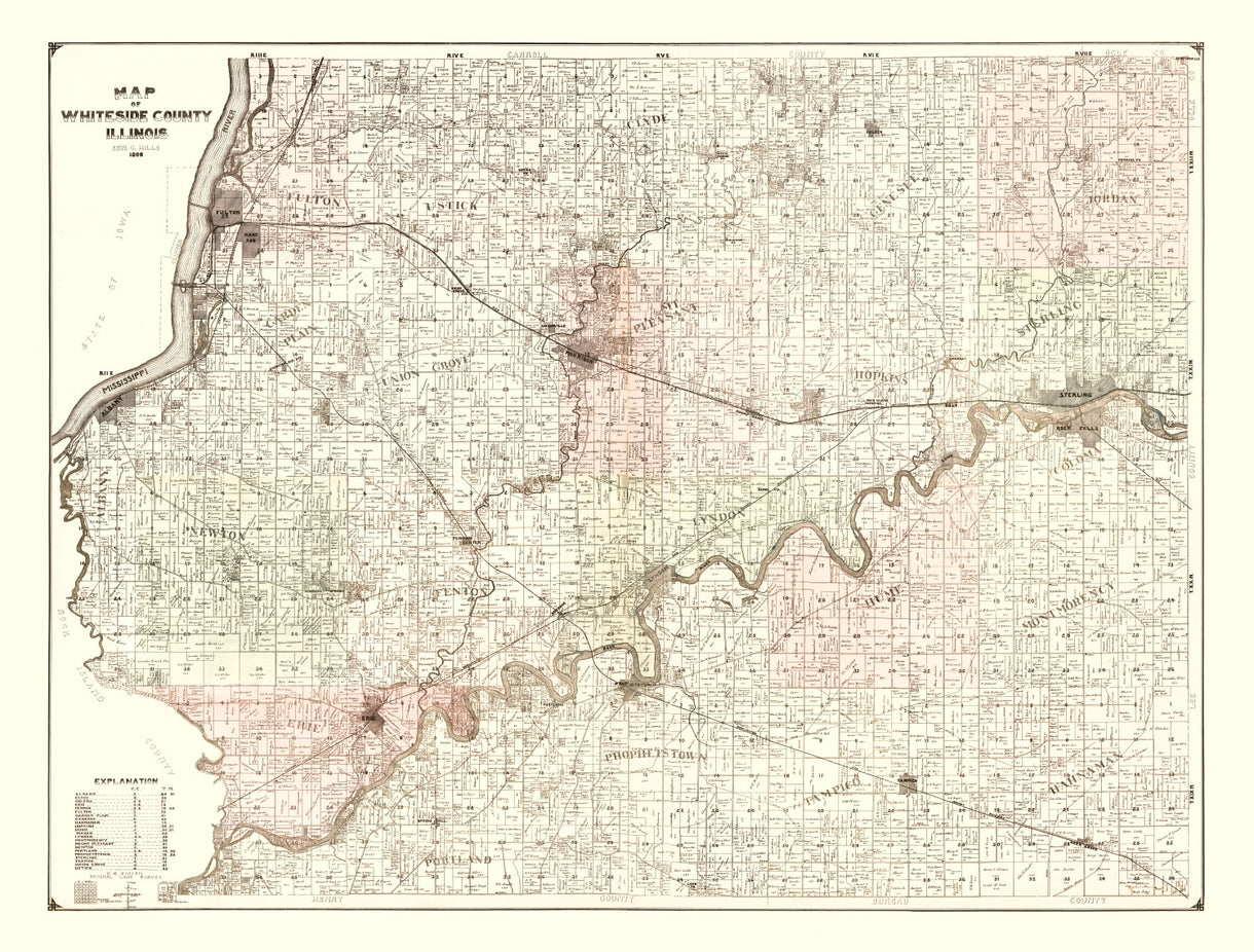 Vintage Map of Whiteside County, Illinois 1896 by Ted's Vintage Art ...
