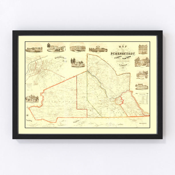 Vintage Map of Schenectady County, New York 1856 by Ted's Vintage Art ...