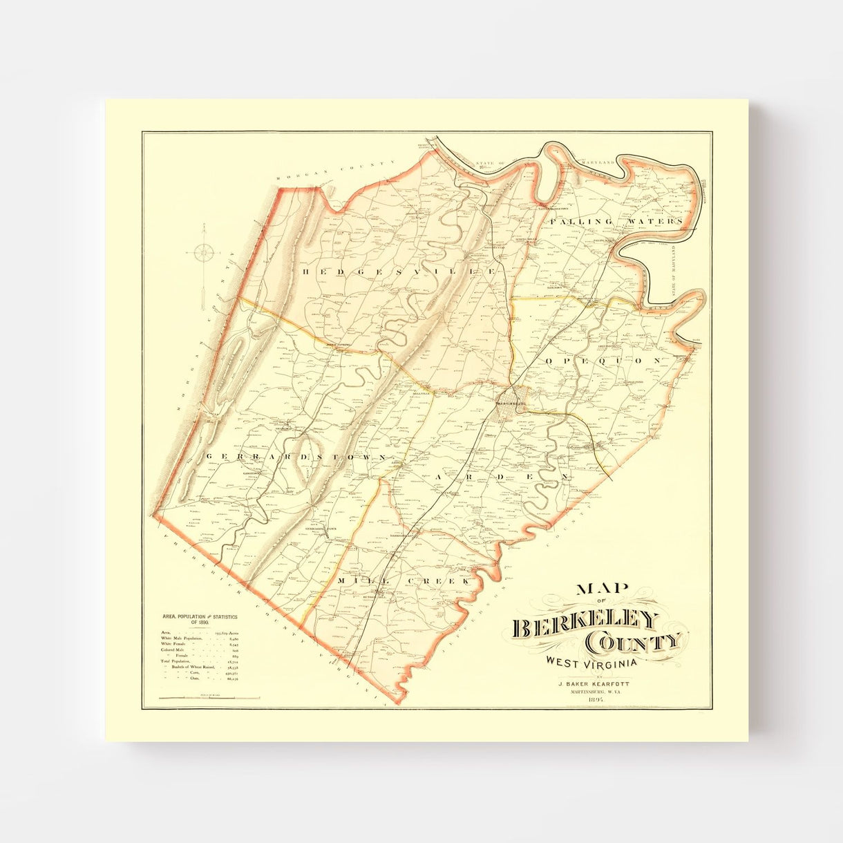 Vintage Map of Berkeley County, West Virginia 1894 by Ted's Vintage Art ...