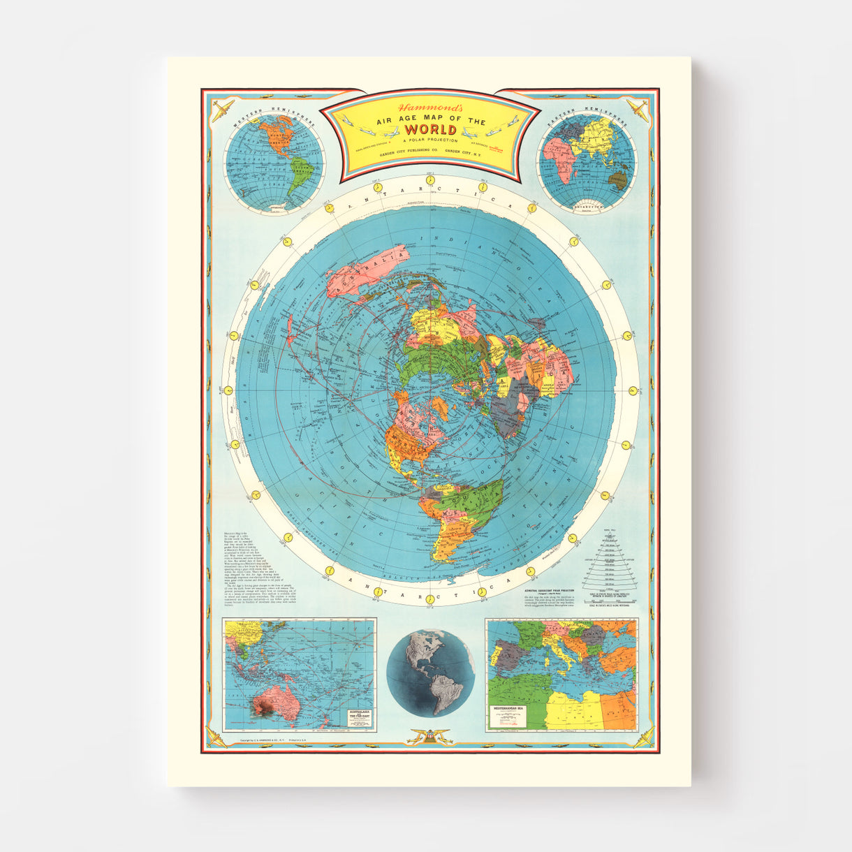 Vintage Air Age Map of The World 1946 by Ted's Vintage Art – Teds ...