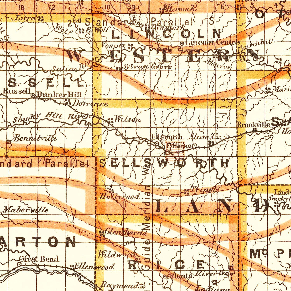 Vintage Map of Kansas 1876 by Ted's Vintage Art – Teds Vintage Art