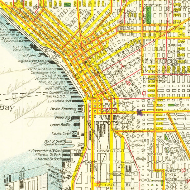 Vintage Map of Seattle, Washington 1924 by Ted's Vintage Art – Teds ...